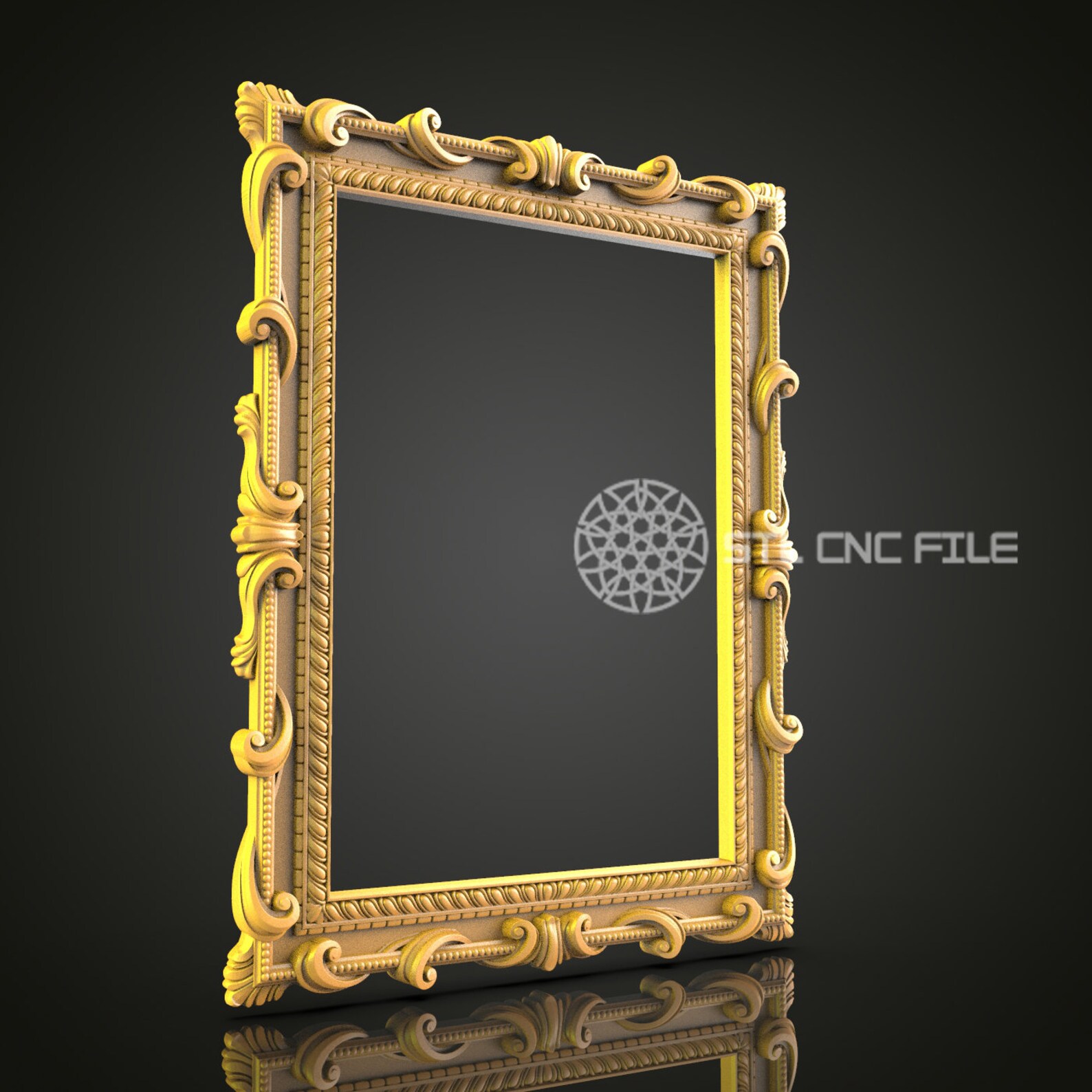 Baroque Style CNC Frame STL File for Artcam, Aspire, Luxurious Wood Art ...