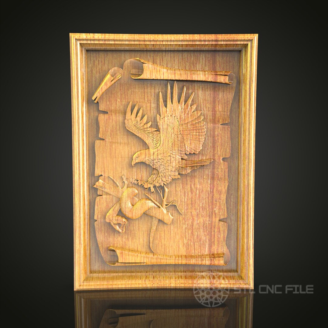 Dynamic Eagle in Flight 3D Relief Model for CNC – Majestic Bird Art ...