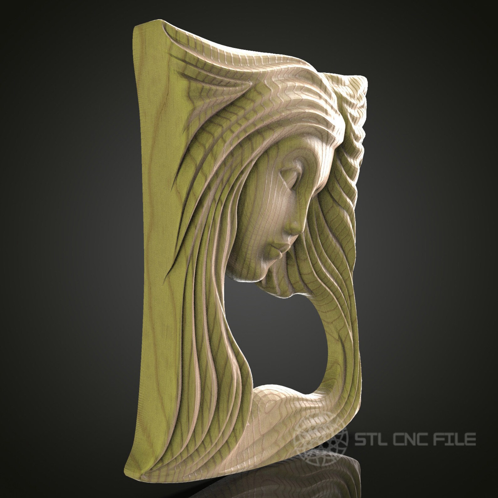Art Nouveau Lady Mirror Frame 3D Model STL File: CNC Router Relief - Etsy