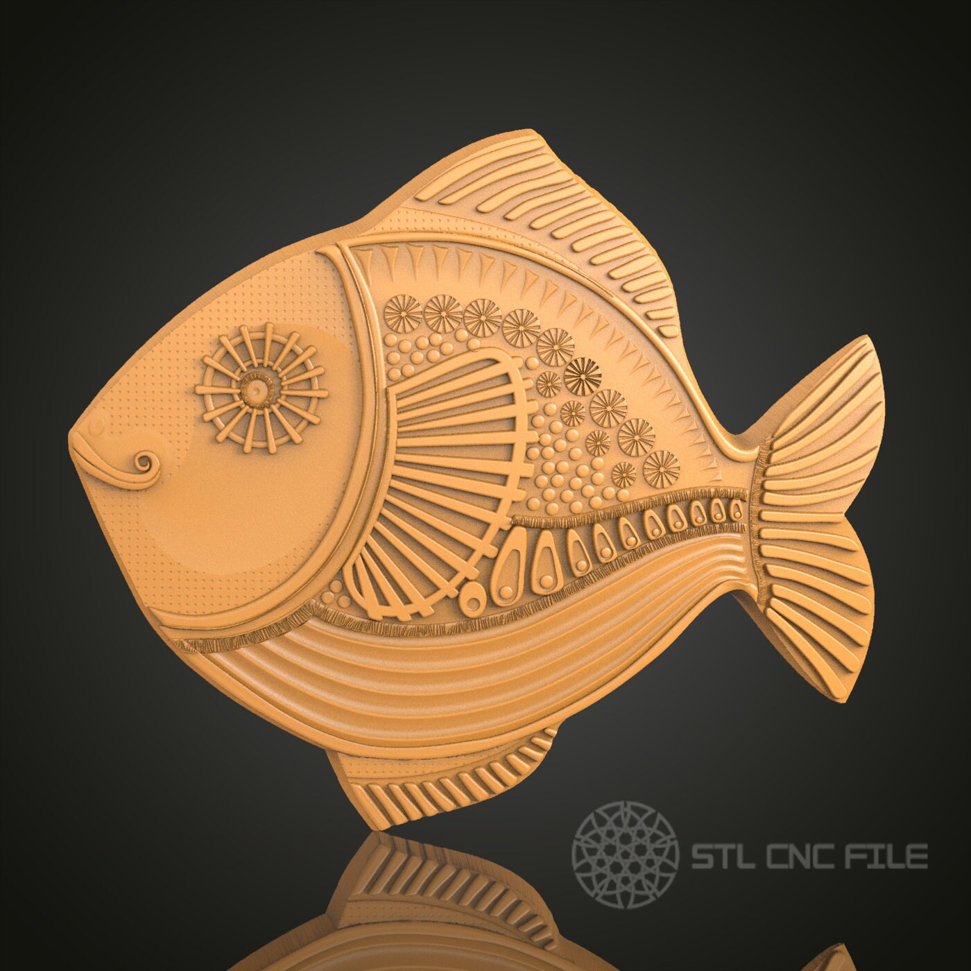 Intricate Fish Relief - STL Model for CNC Router and 3D Printing ...