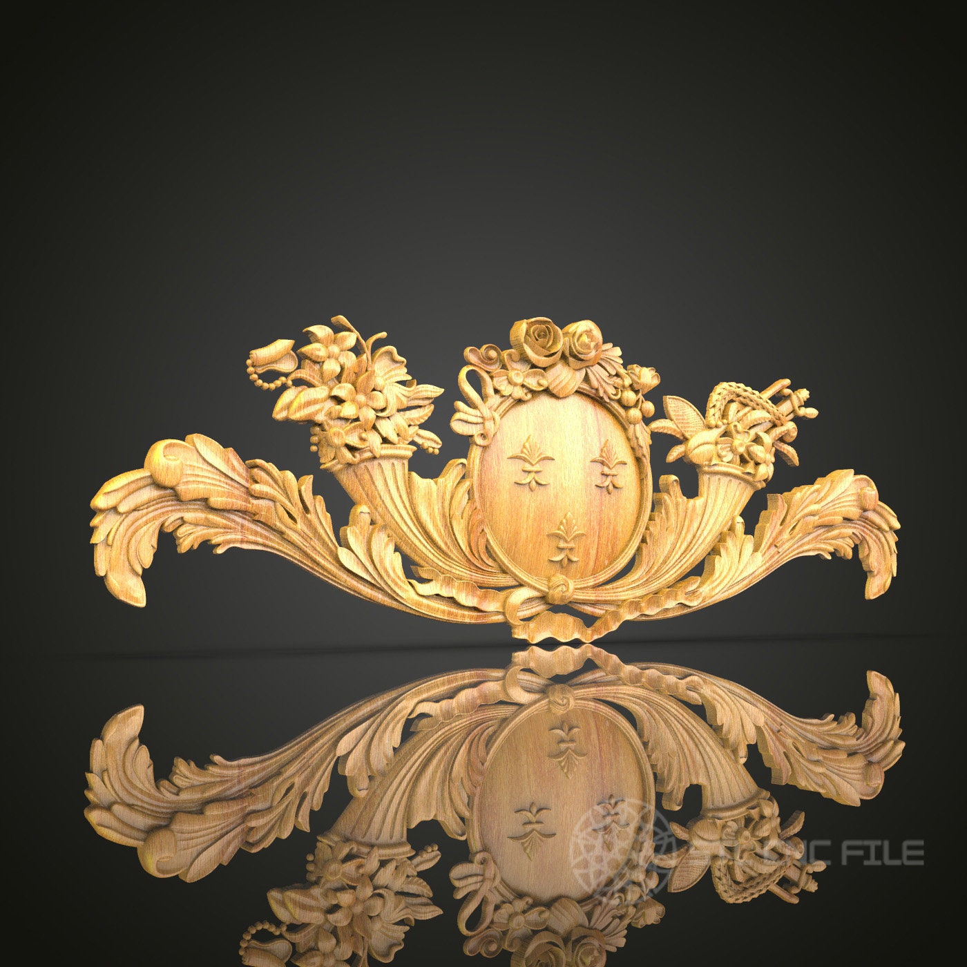 Rococo Scroll and Floral Ornament STL Model, CNC Router Files for ...