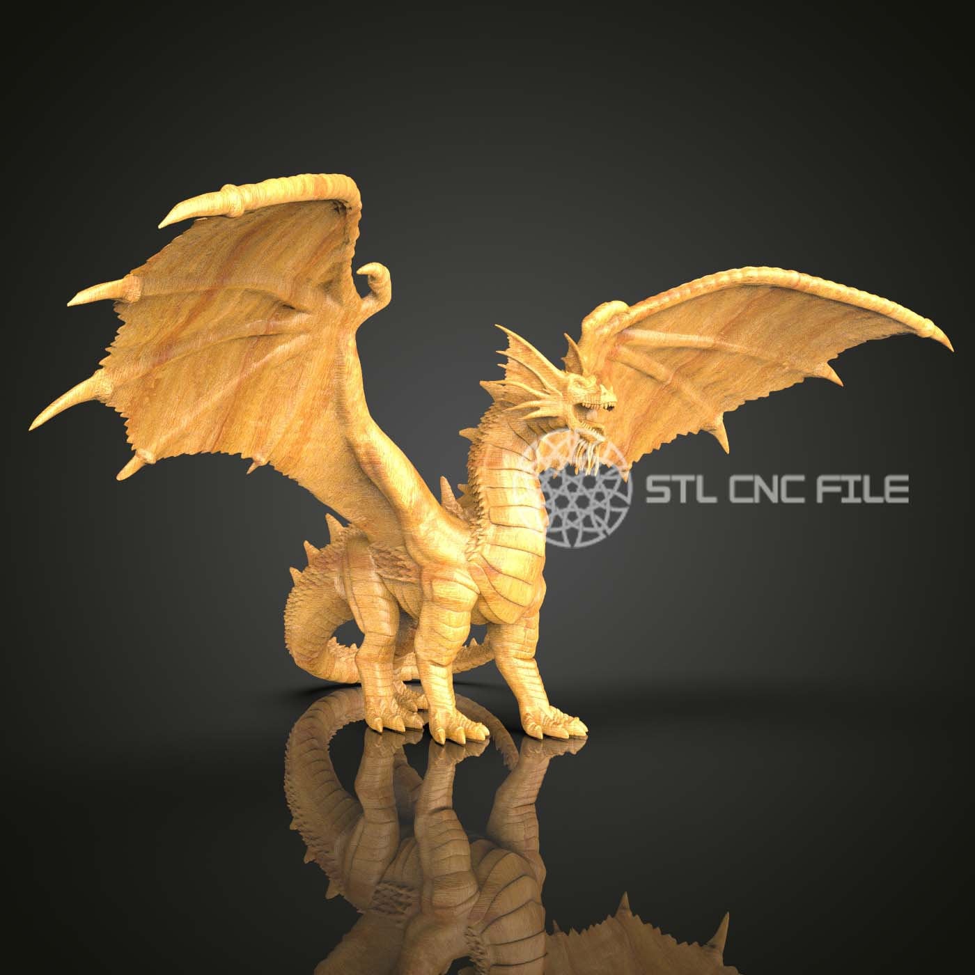 Imperial Dragon STL Model for CNC Wood Carving, Majestic Artcam ...