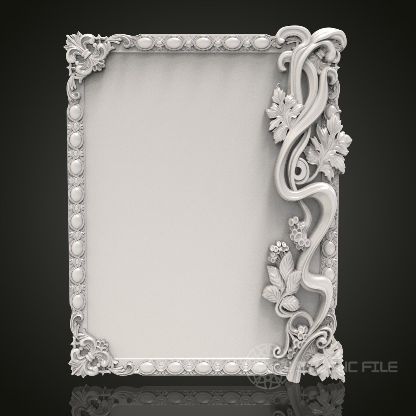 Floral Vine 3D CNC Engraved Wood Frame: Artcam Aspire STL Model - Etsy
