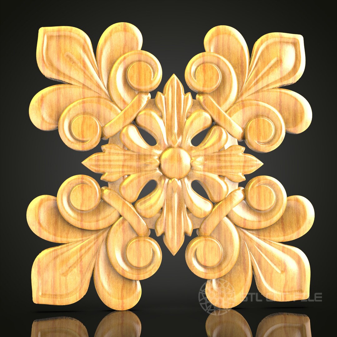 Floral Symmetrical Medallion STL Model for CNC Router, Compatible With ...