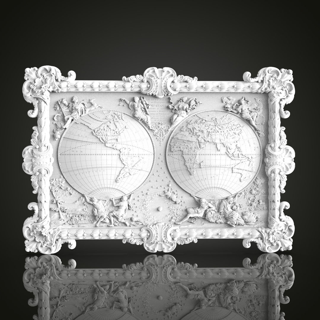 Baroque Framed World Map STL Model: CNC Router File - Etsy