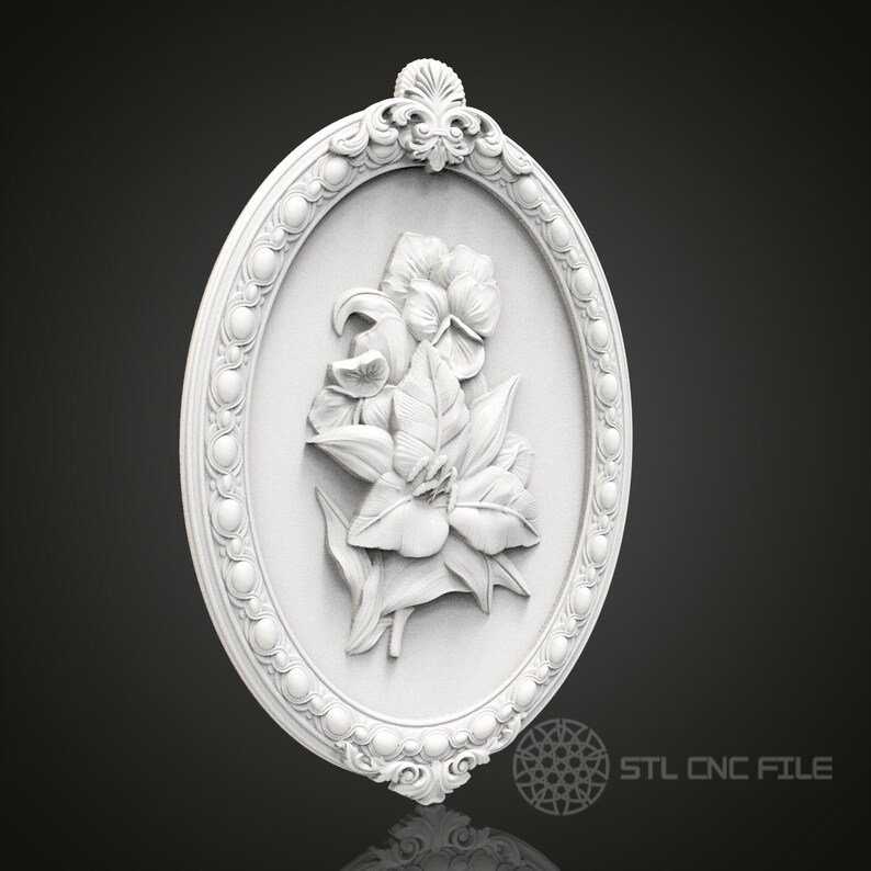 Floral Elegance Ornate Oval 3d Cnc Engraved Wood Panel Artcam Aspire