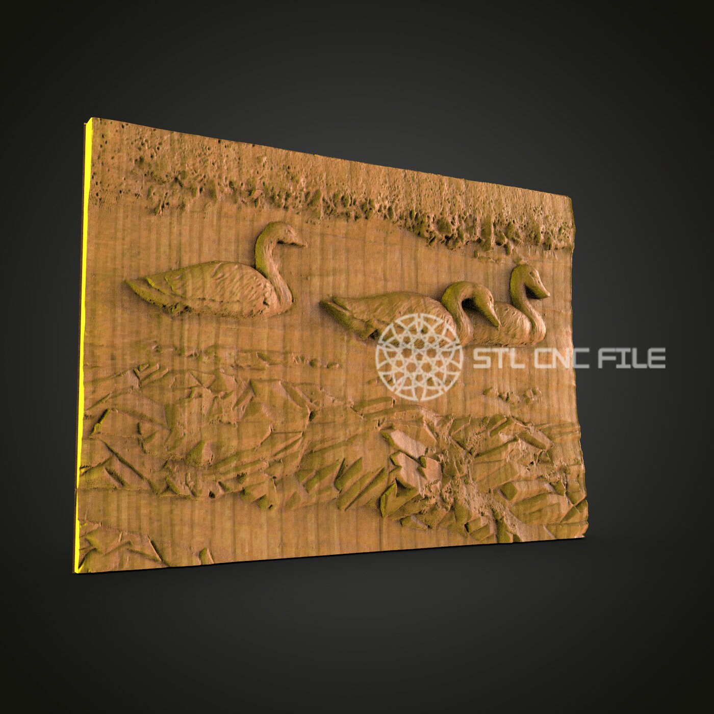 Swan Lake Relief STL File – Elegant CNC Router Carving for Nature ...