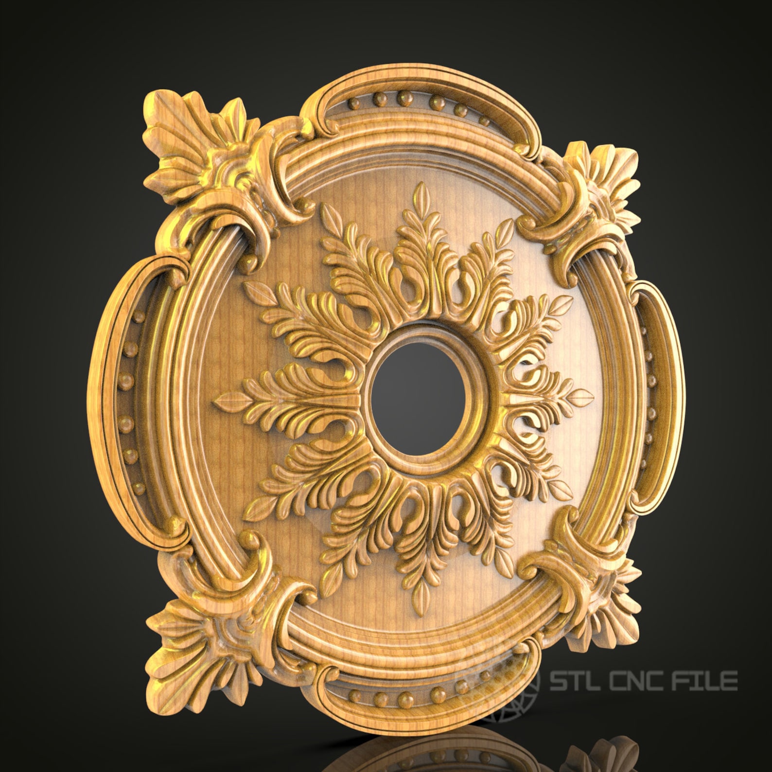 Baroque Floral Medallion STL File, CNC Router, Artcam Aspire, Exquisite ...