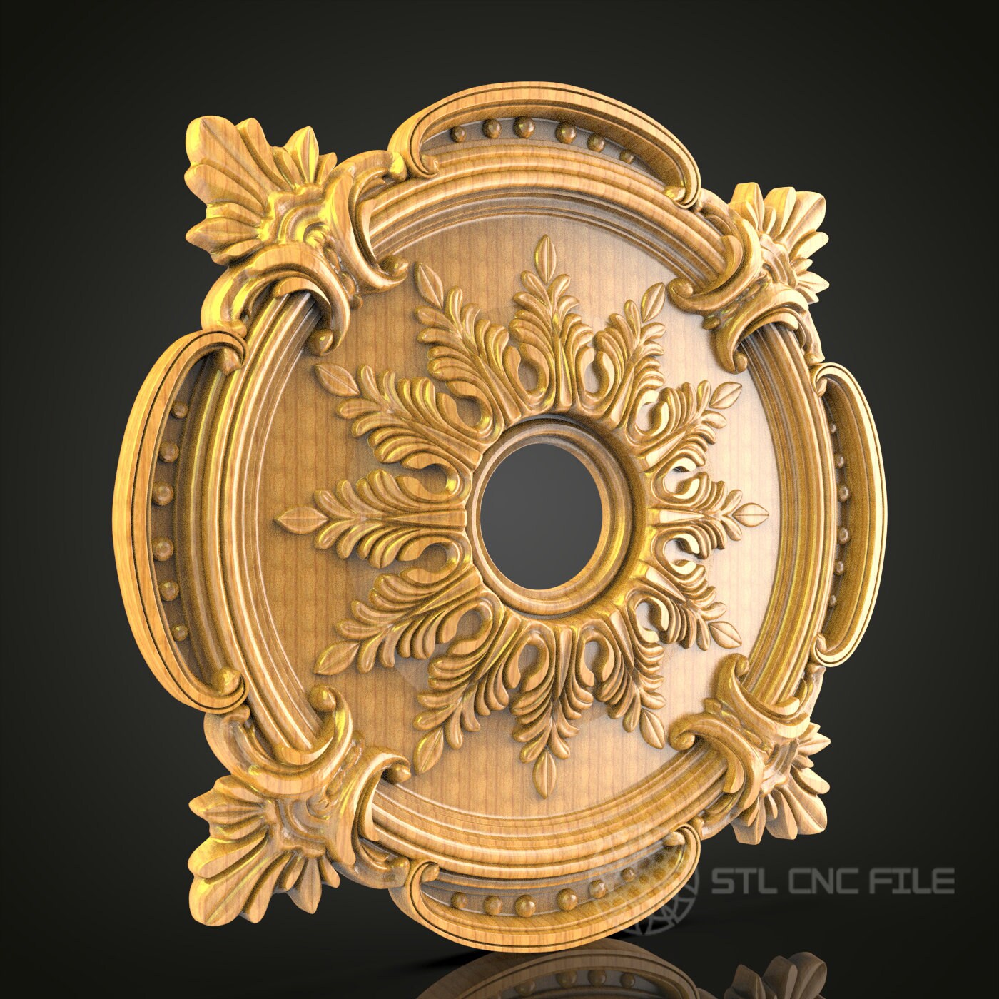 Baroque Floral Medallion STL File, CNC Router, Artcam Aspire, Exquisite ...