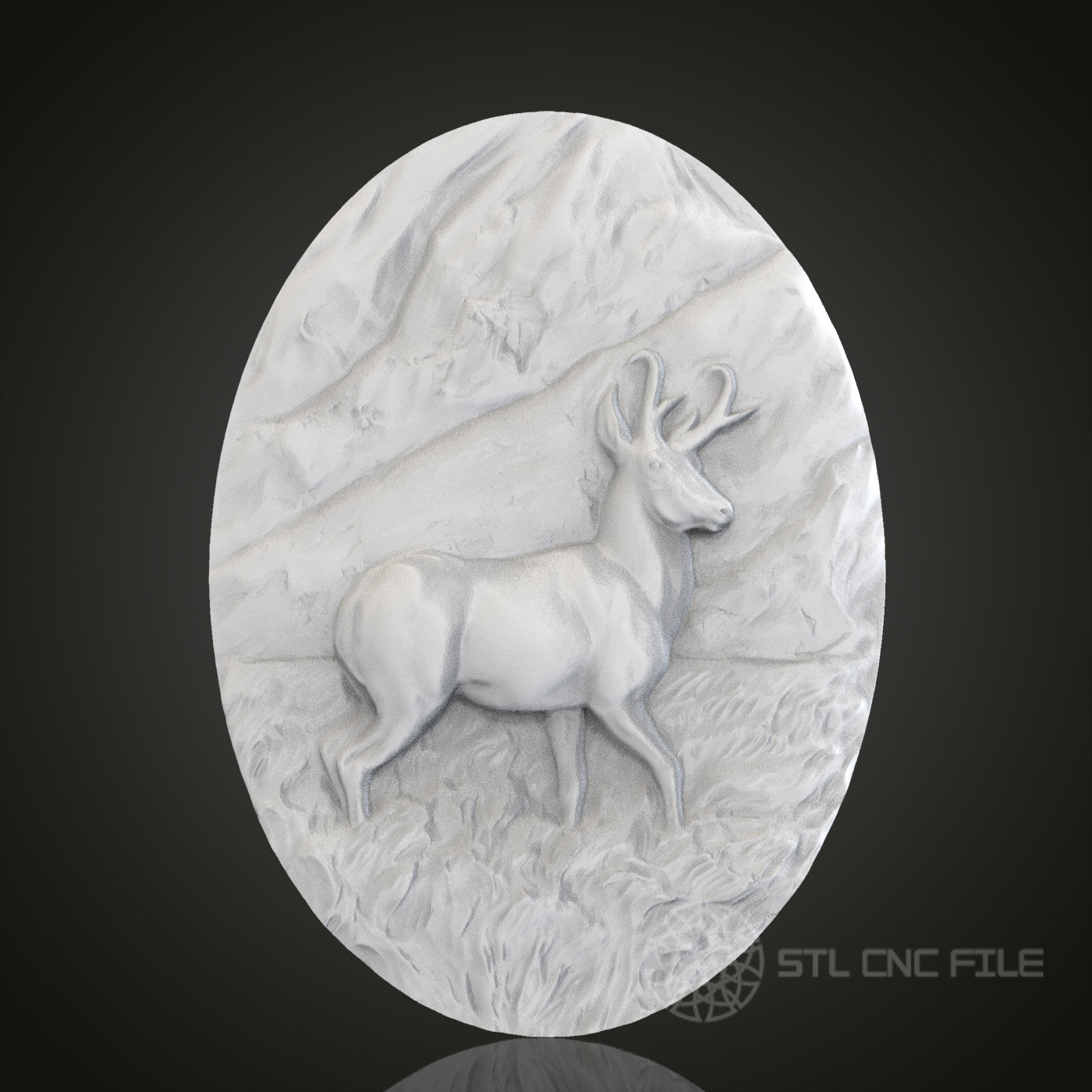 Mountain Deer Oval 3D Relief Art for CNC Router, Artcam, Aspire, Wall ...