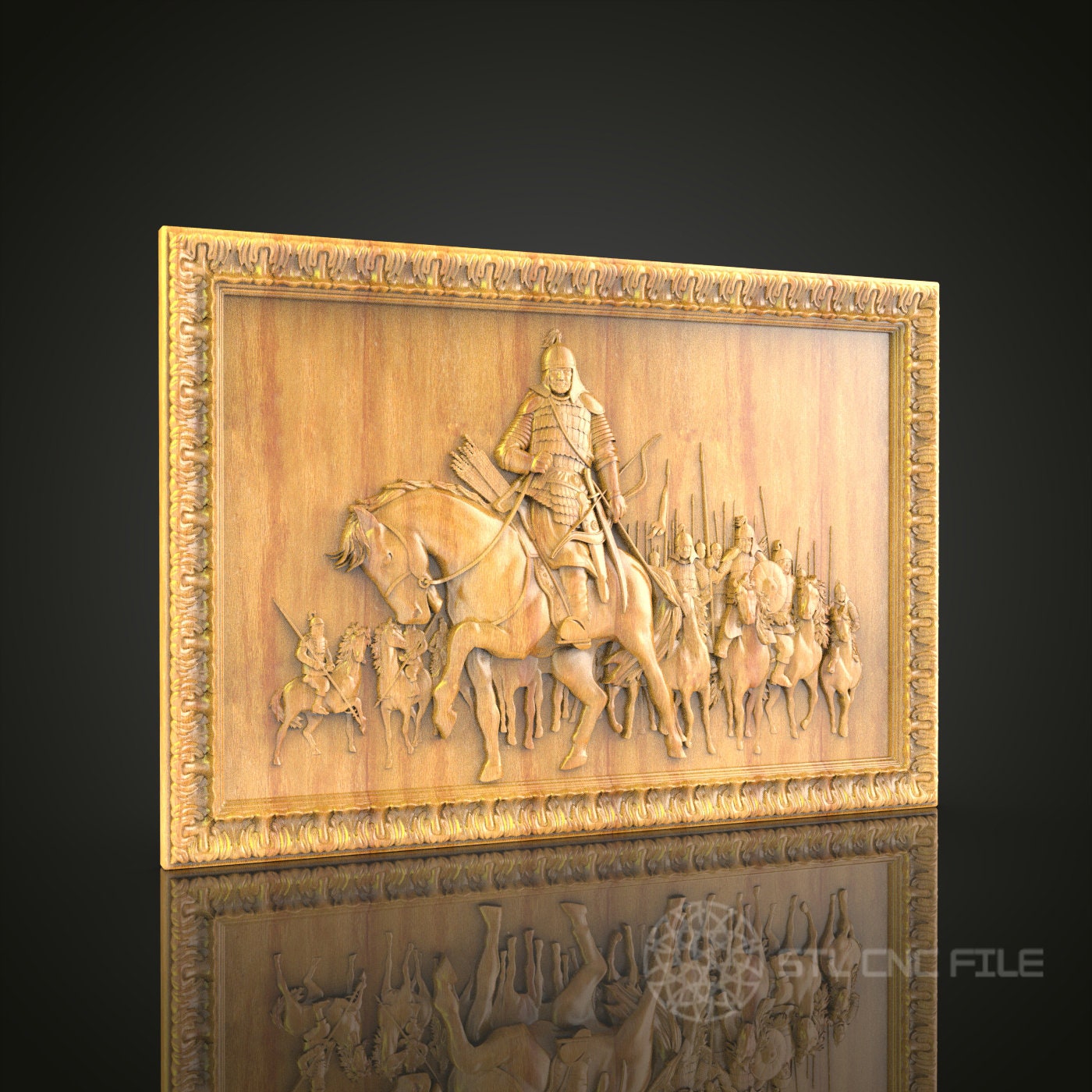 Medieval Cavalry Charge 3D Relief STL File for CNC, Historical Battle ...