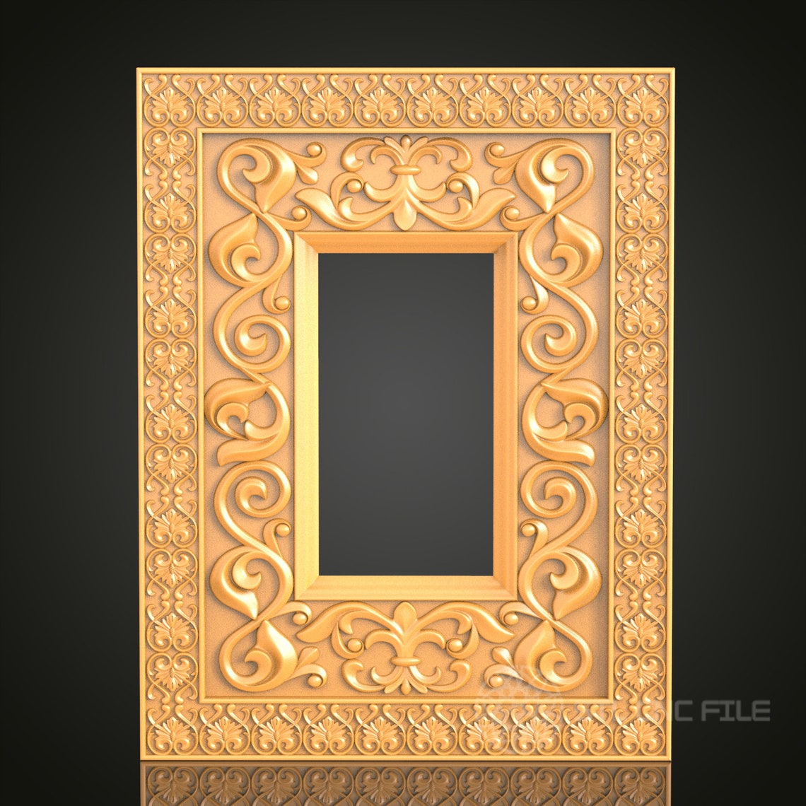 Decorative Scroll and Floral Border Frame STL Model – Ideal for CNC and ...