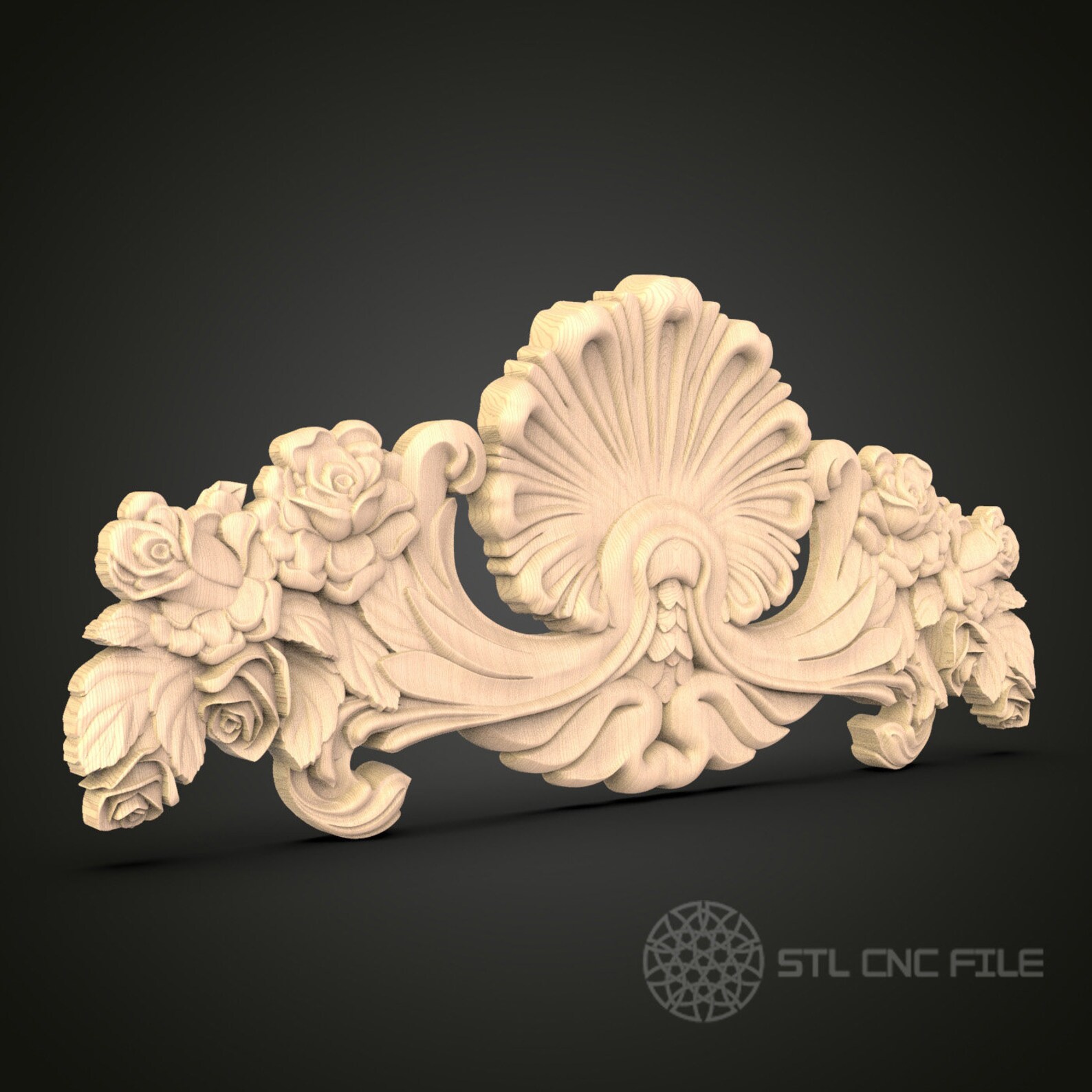 Rococo Style Floral Swag 3D Model STL File, Ornate Flower and Shell ...
