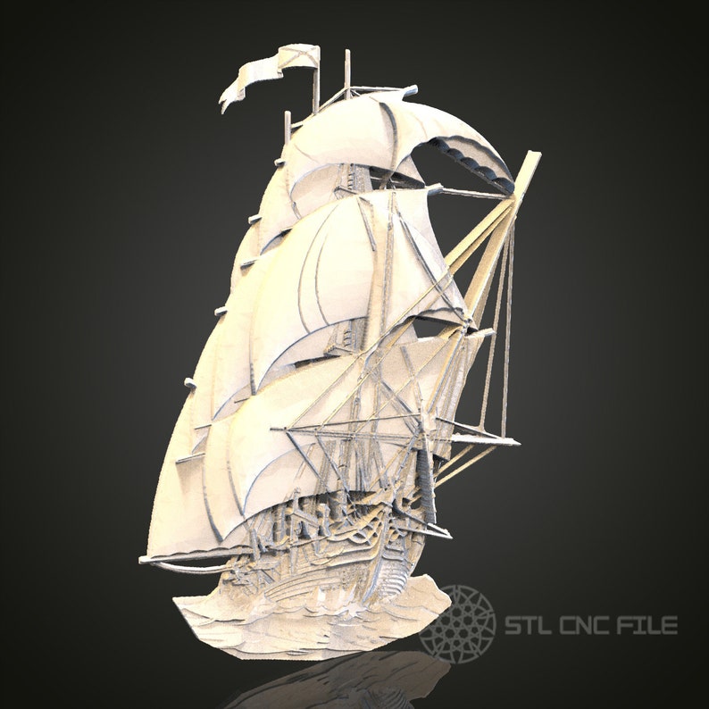 Majestic Tall Ship 3D Model STL File: CNC & 3D Printer Nautical Art ...