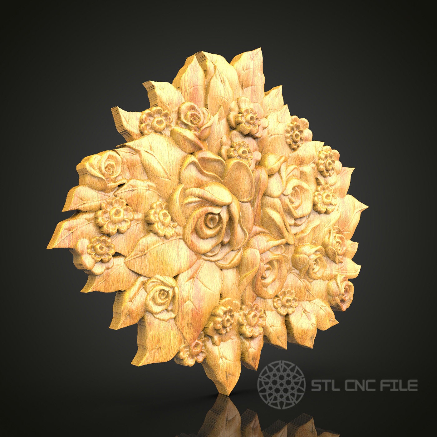 Floral Bouquet STL File for CNC Router - Luxurious Decor Design for ...