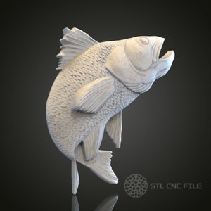 Realistic Jumping Fish STL Model for CNC Router Engraver, Artcam ...