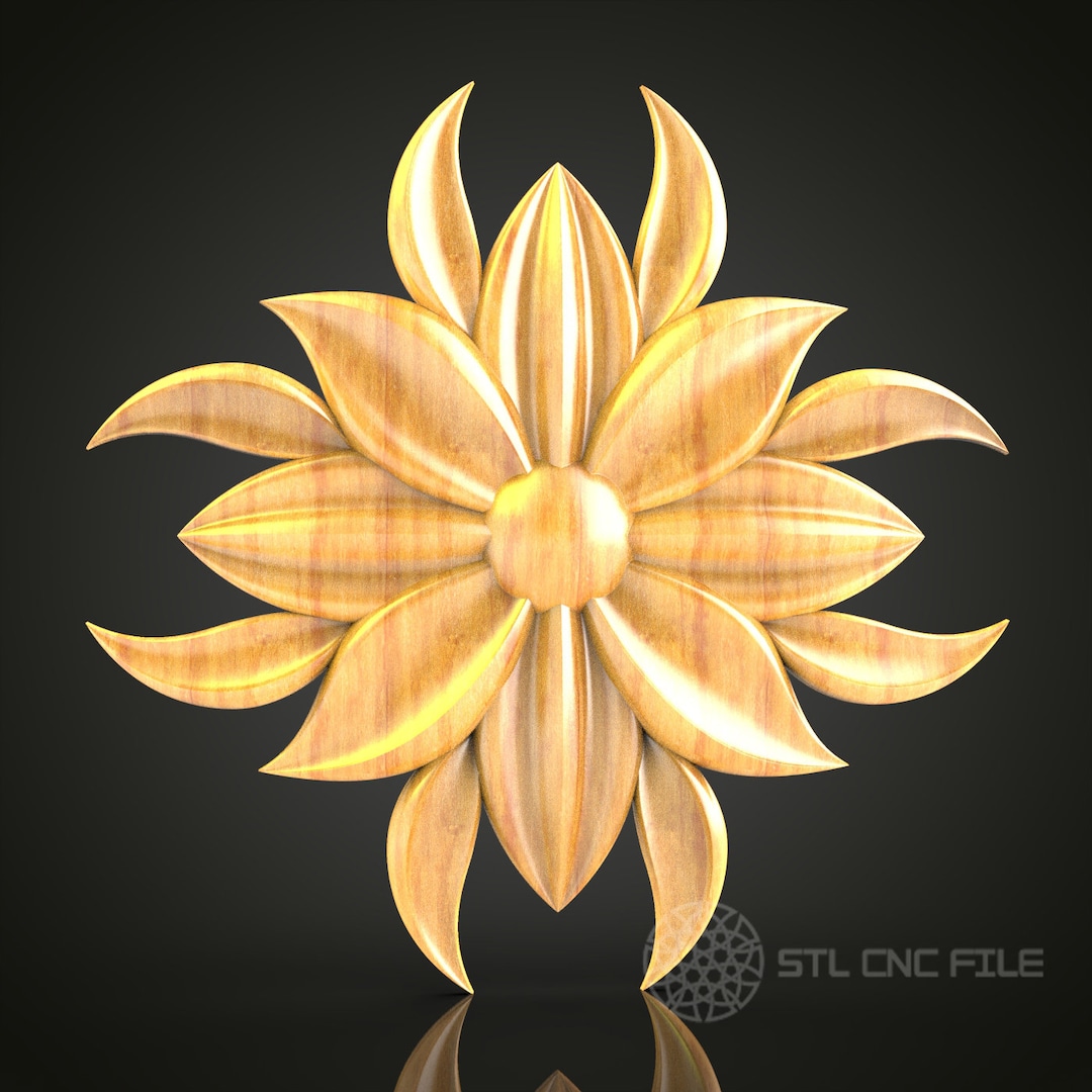 Exquisite Lotus Bloom CNC Router STL Model - Elegant Floral Wood ...