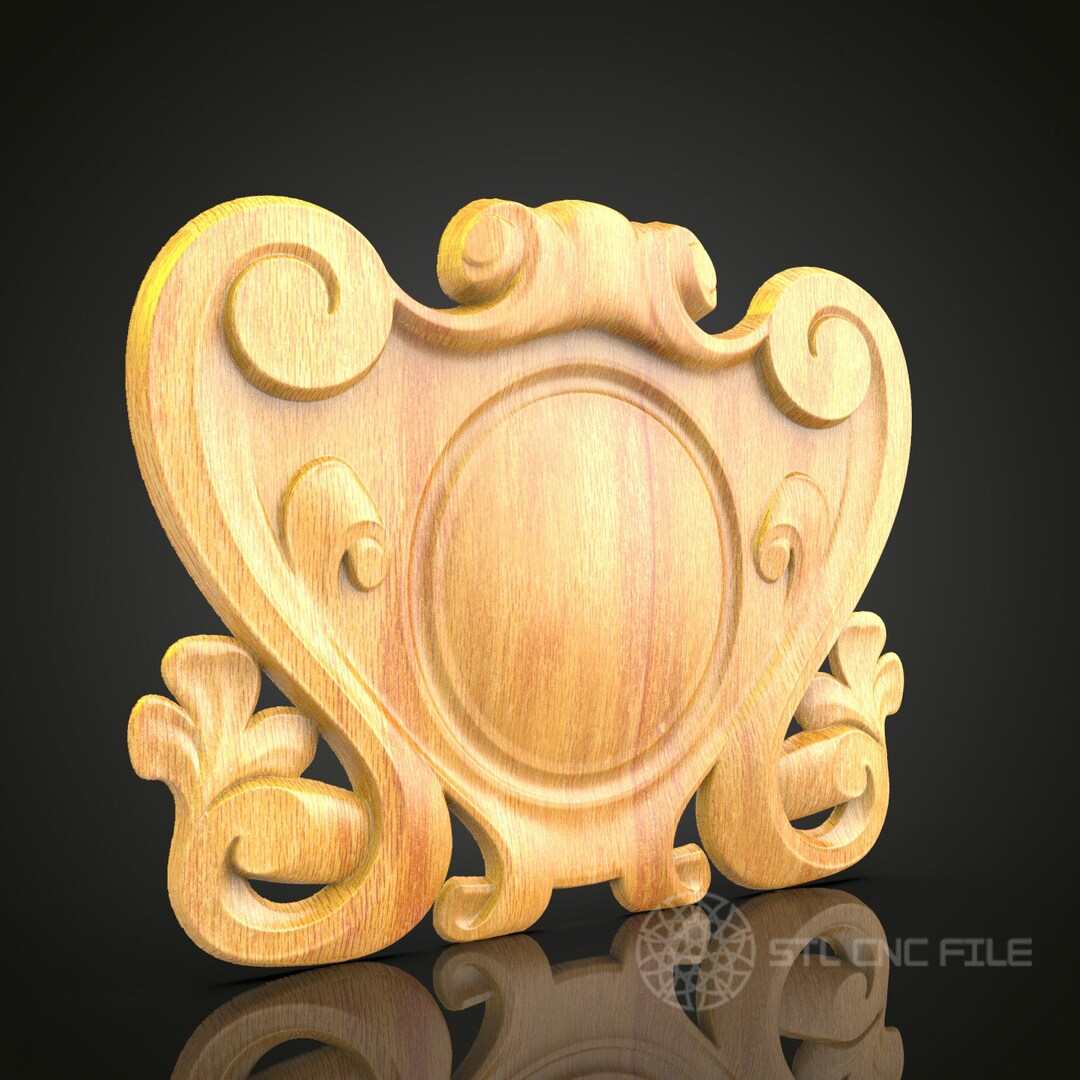 Classic Rococo Shield STL Model for CNC Routers Ideal for Artcam ...