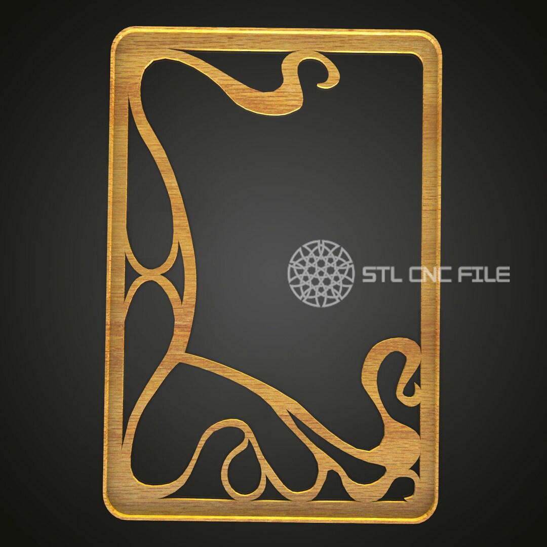 Modern Abstract CNC Engraved Frame - Minimalist Wood Carving ...