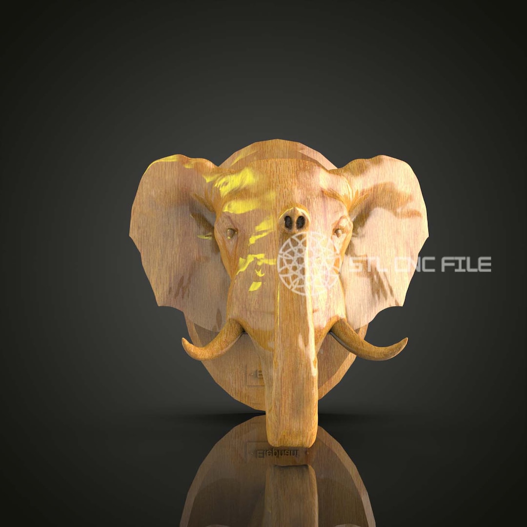 Majestic Tusker - Elephant Head STL Model, CNC Wood Carving, Artcam ...