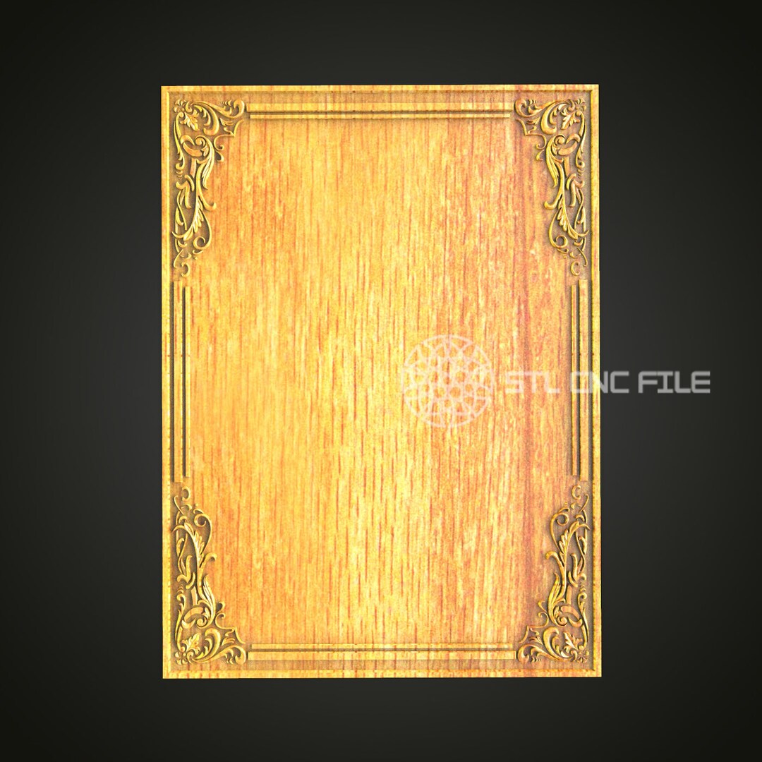 Wood Texture Cnc Frame Stl File Elegant Corner Detail Design For Artcam Aspire Etsy