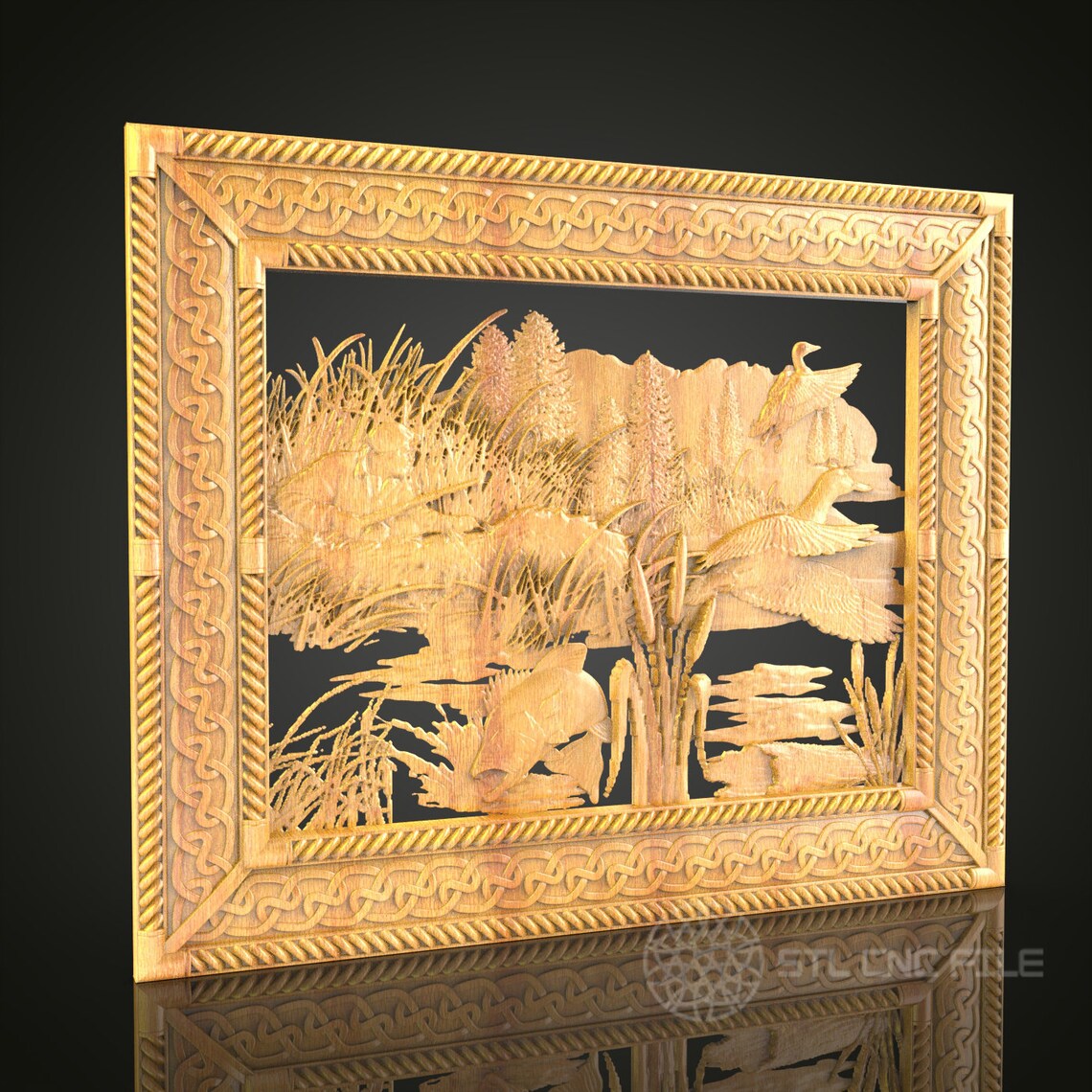 Marshland Wildlife 3D Relief STL File: CNC Rustic Wood Art - Etsy
