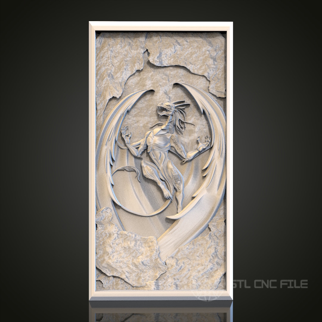 3D Dragon Relief STL Model for CNC Router Engraver - Fantasy Wall Art ...