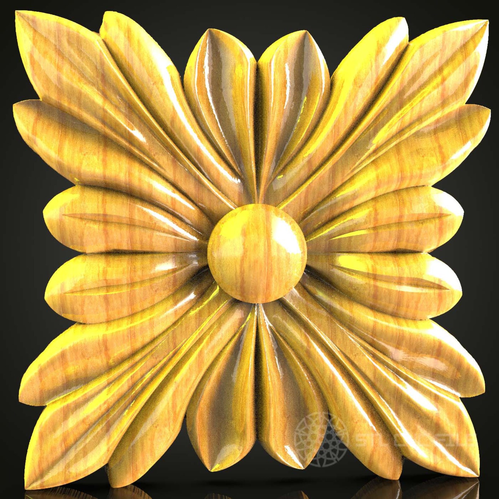 Radiant Wood Floral Design - STL Model, CNC Router, Artcam, Aspire ...