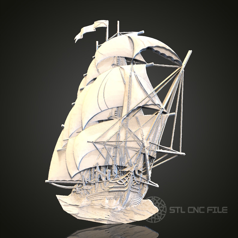 Majestic Tall Ship 3D Model STL File: CNC & 3D Printer Nautical Art ...
