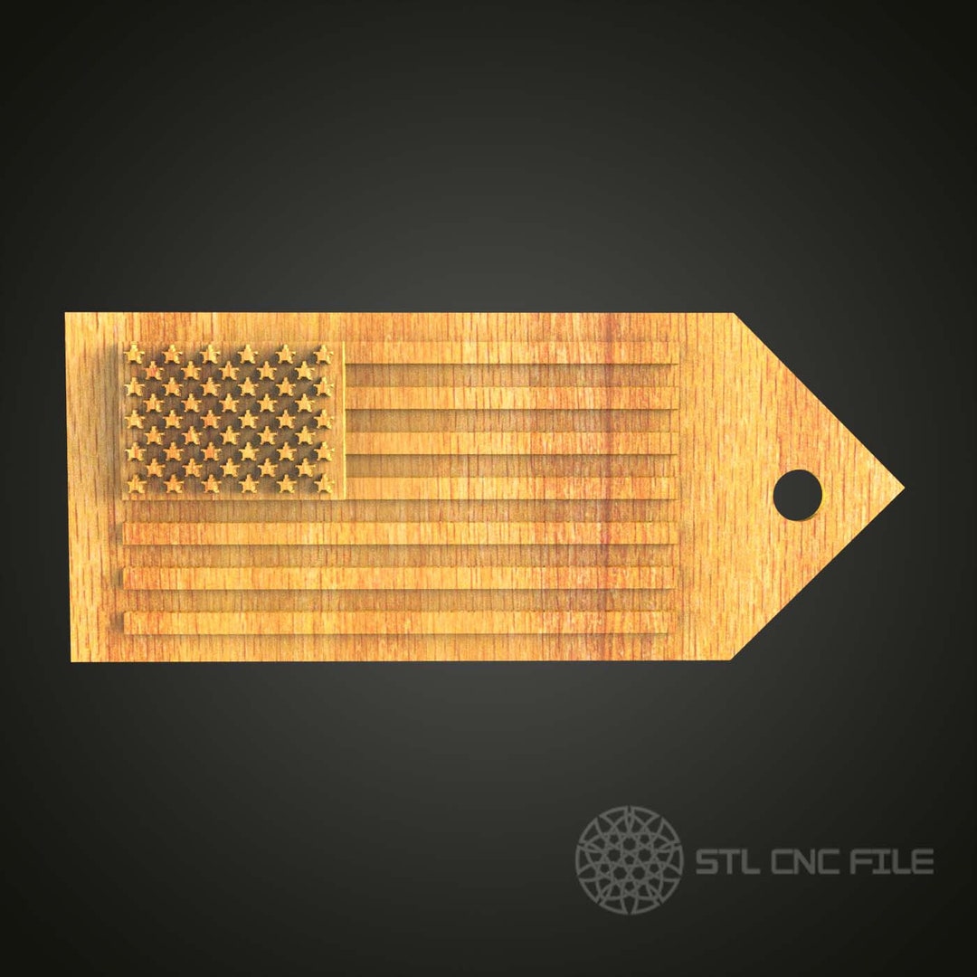 American Flag Tag 3D Model - STL for CNC Router Engraver, Artcam ...