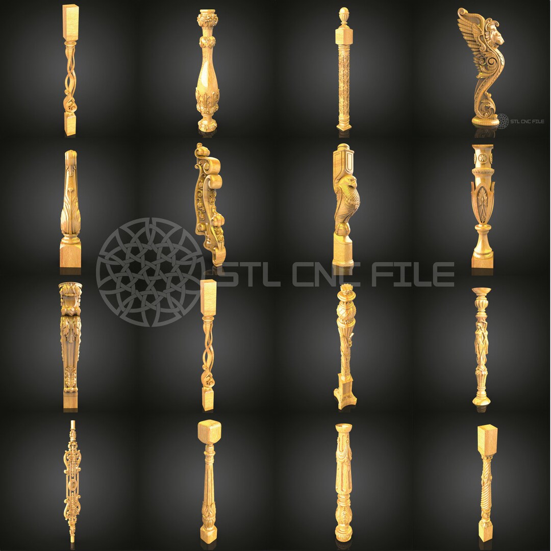 16-piece Collection of CNC Column Designs STL Files - Perfect for ...