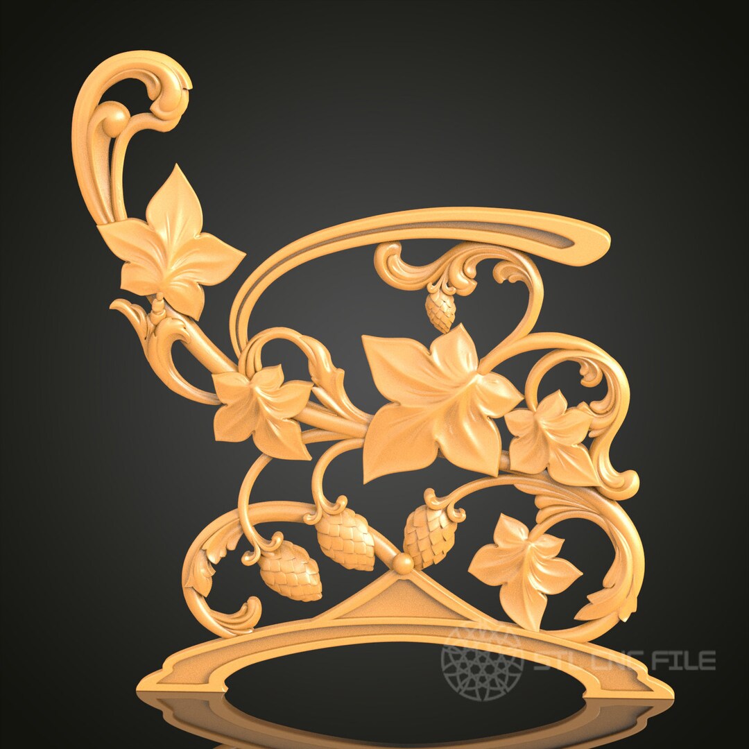 Floral and Acorn Motif STL Model, CNC Router File for Elegant Wood ...