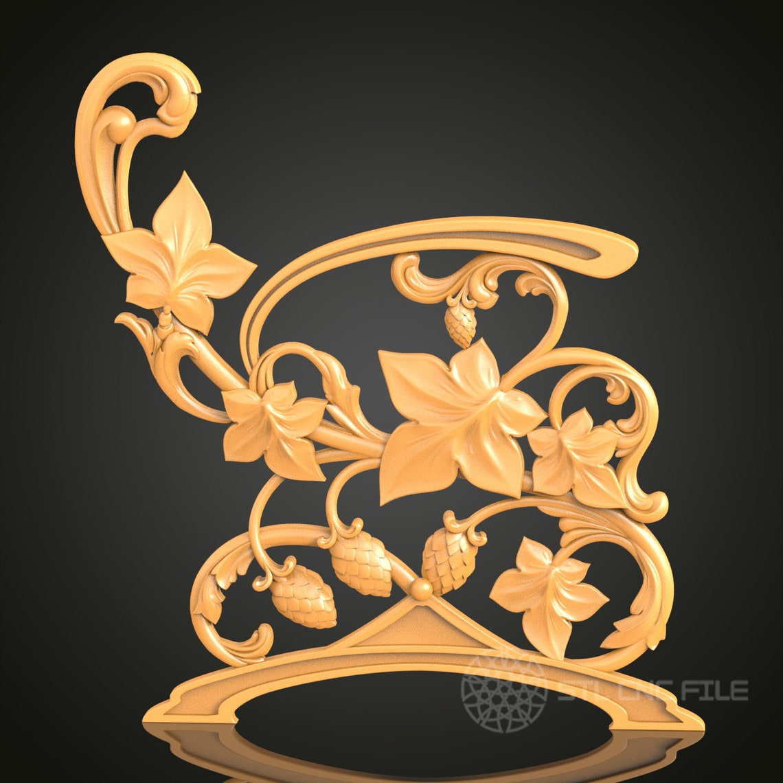 Floral Acorn CNC Carving STL Model: Elegant Wood Decor (PDF) - Etsy
