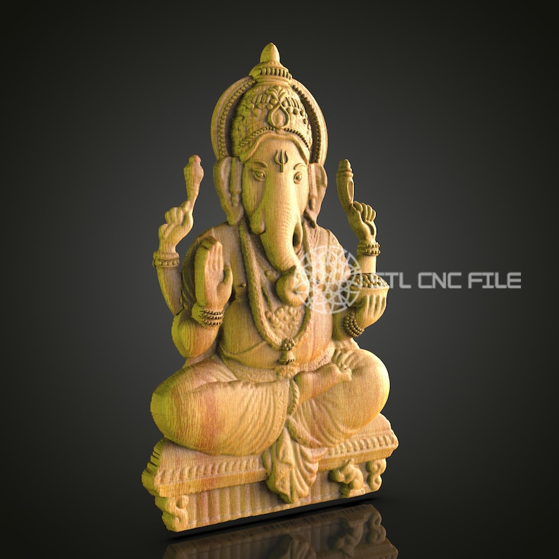 Ganesha CNC STL File - Divine Sculpture for 3D Printing, Artcam, Aspire - Spiritual Home Decor ...