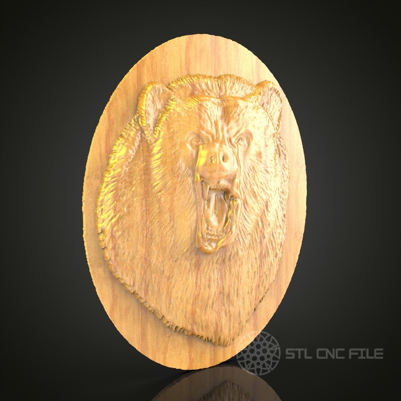 Fierce Bear Portrait STL File: CNC Wood Carving, Wildlife Art - Etsy