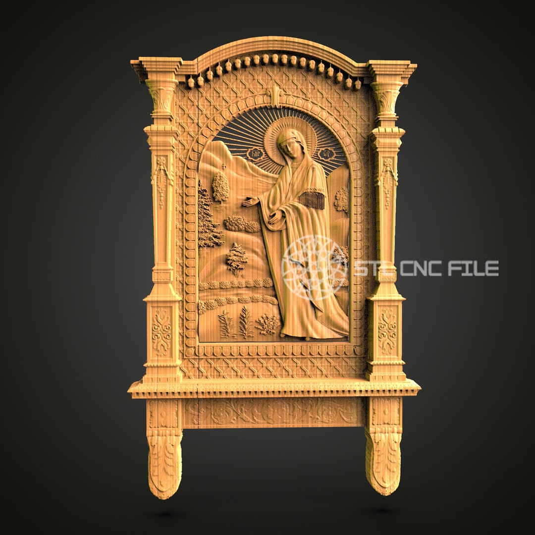 Saintly Icon Wooden Panel CNC STL File: 3D Printable Religious Artwork ...