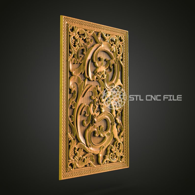 Renaissance Style Rectangular Panel STL File for CNC Router Intricate ...