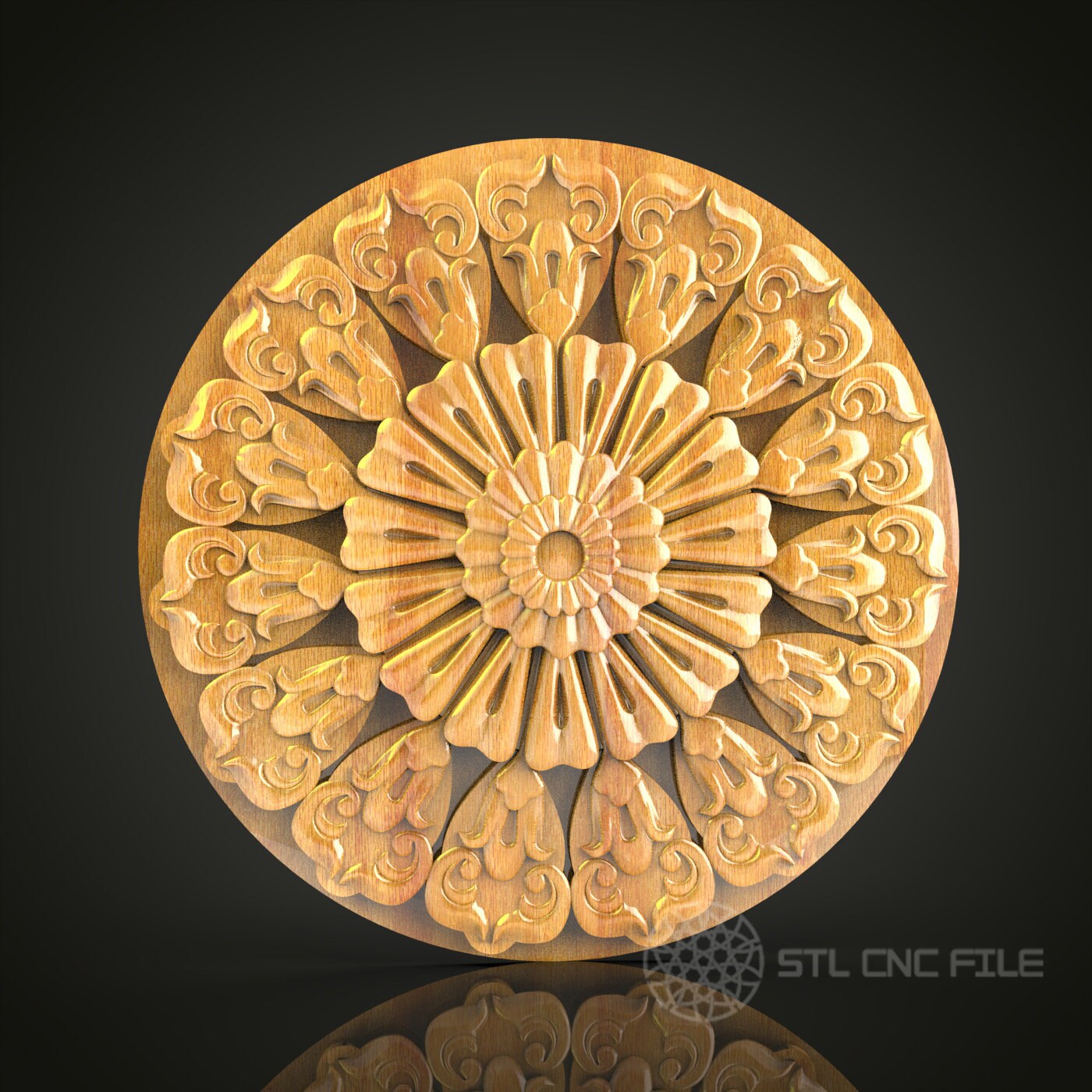 Ornate Rosette STL Model for CNC Router - Majestic Wooden Wall Decor ...