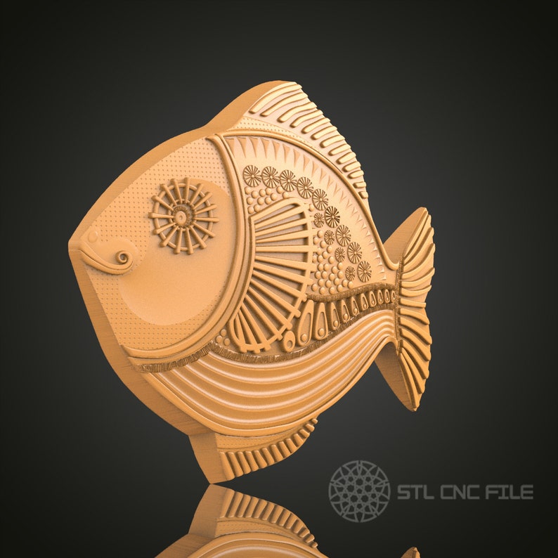 Intricate Fish Relief - STL Model for CNC Router and 3D Printing ...