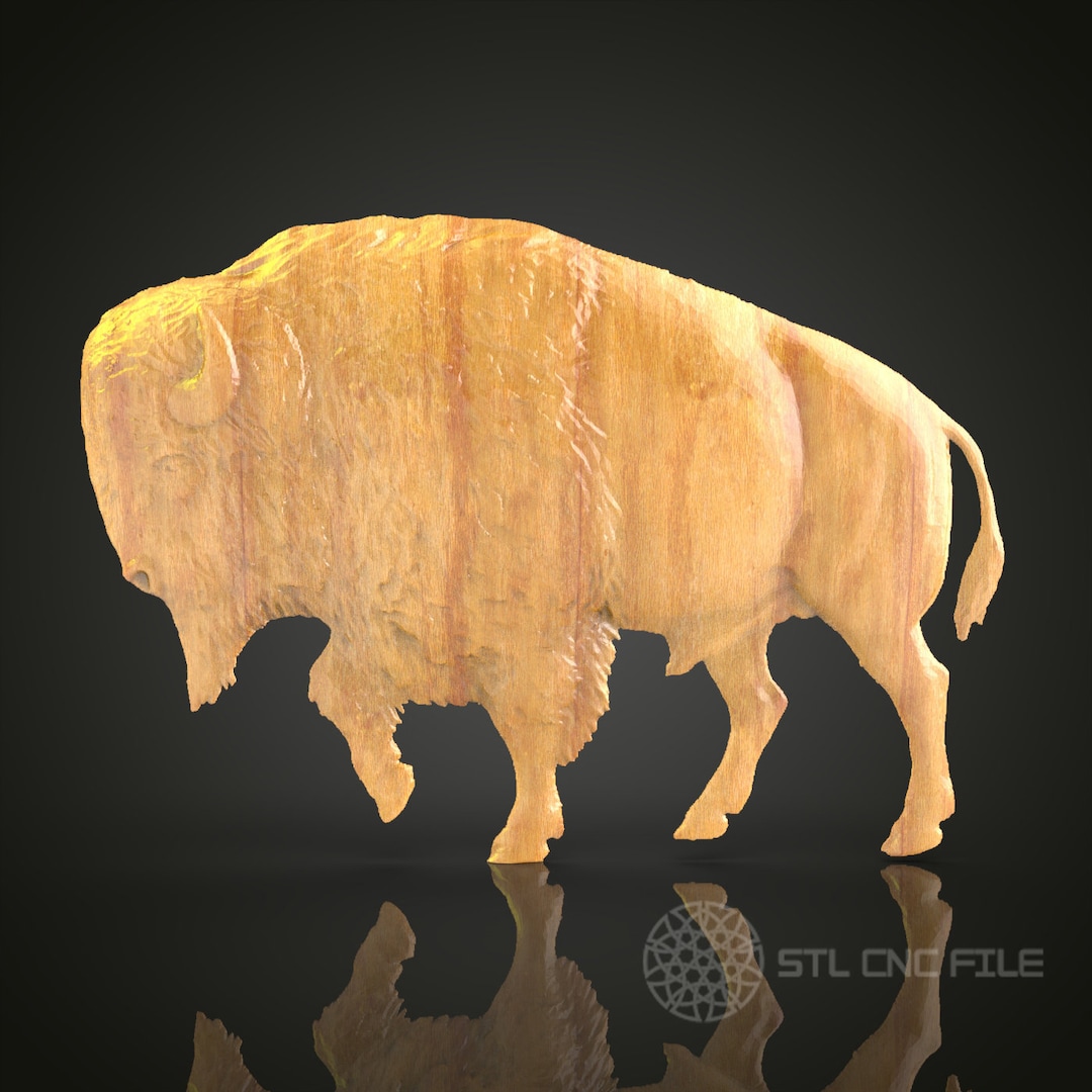 Buffalo 3D STL Model for CNC Router - Majestic Wildlife Wood Carving ...