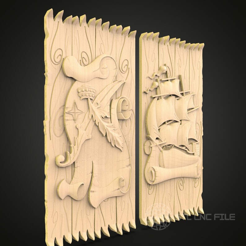 Nautical Ship CNC Carving STL File: Ocean Waves Design (artcam, Aspire ...