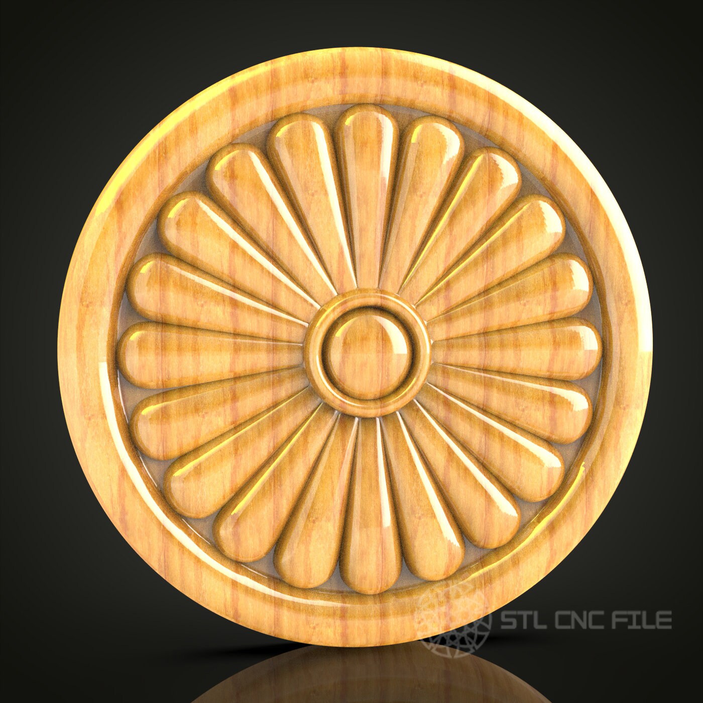 Sunburst Rosette STL Model for CNC Router - Wooden Wall Decor, Artcam ...