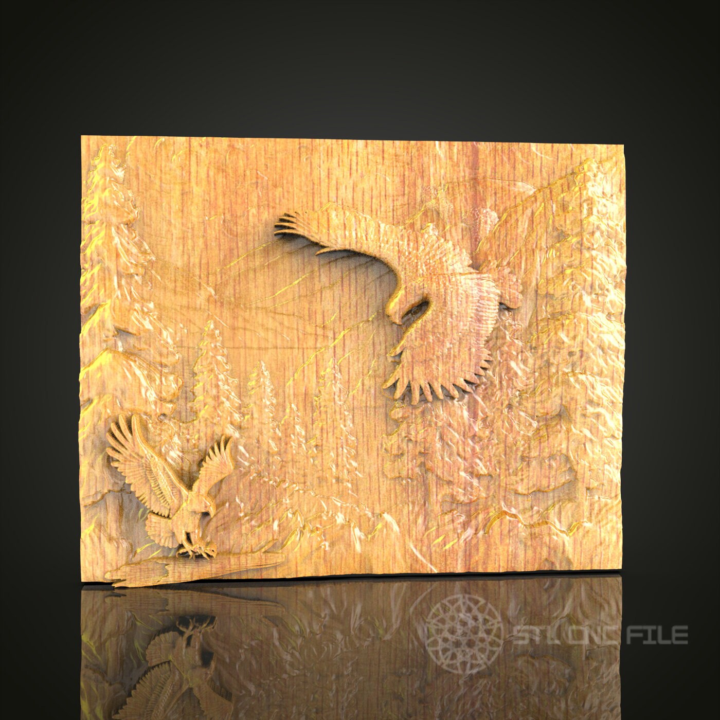 Forest Hawks 3D Relief Model for CNC – Birds of Prey Wood Carving, Art ...