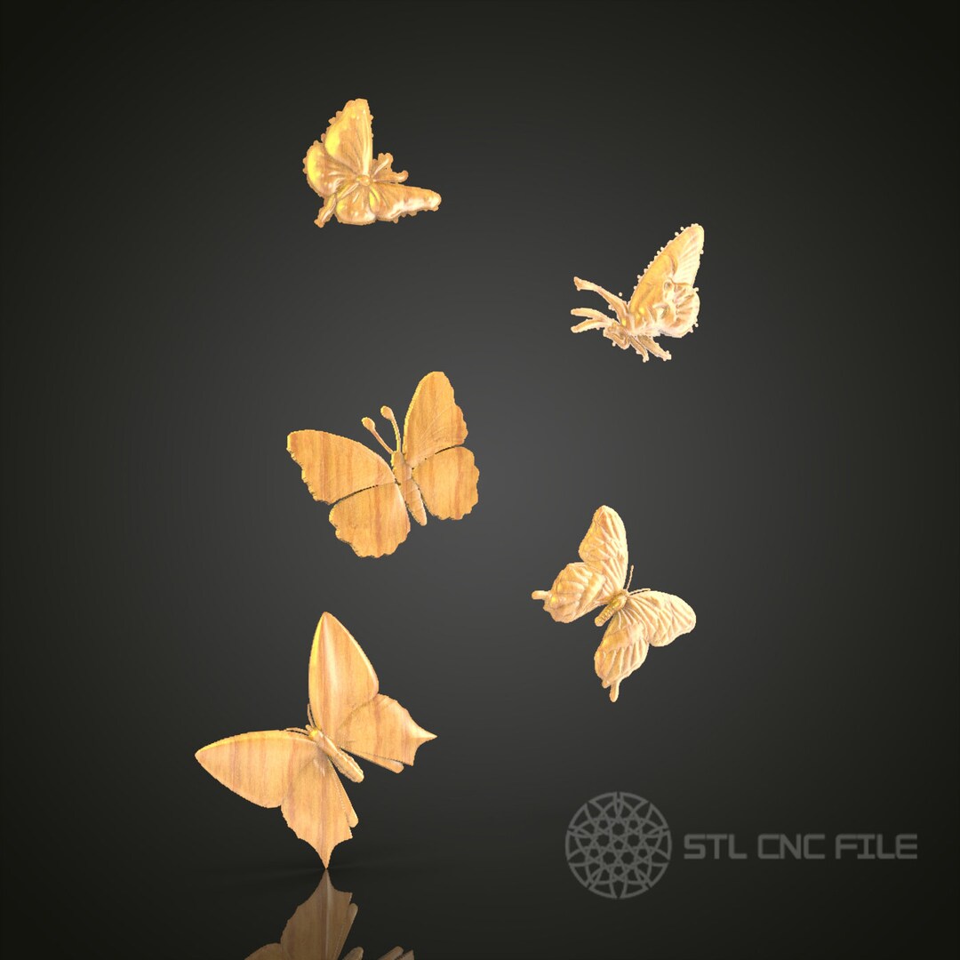 Butterfly 3D STL Model: CNC Router Wood Carving Digital File - Etsy