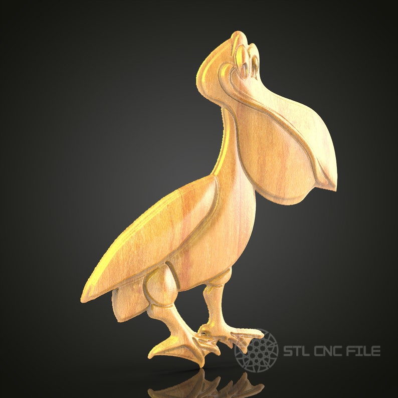 Whimsical Pelican STL File for CNC, 3D Wood Carving, Charming Bird Art ...