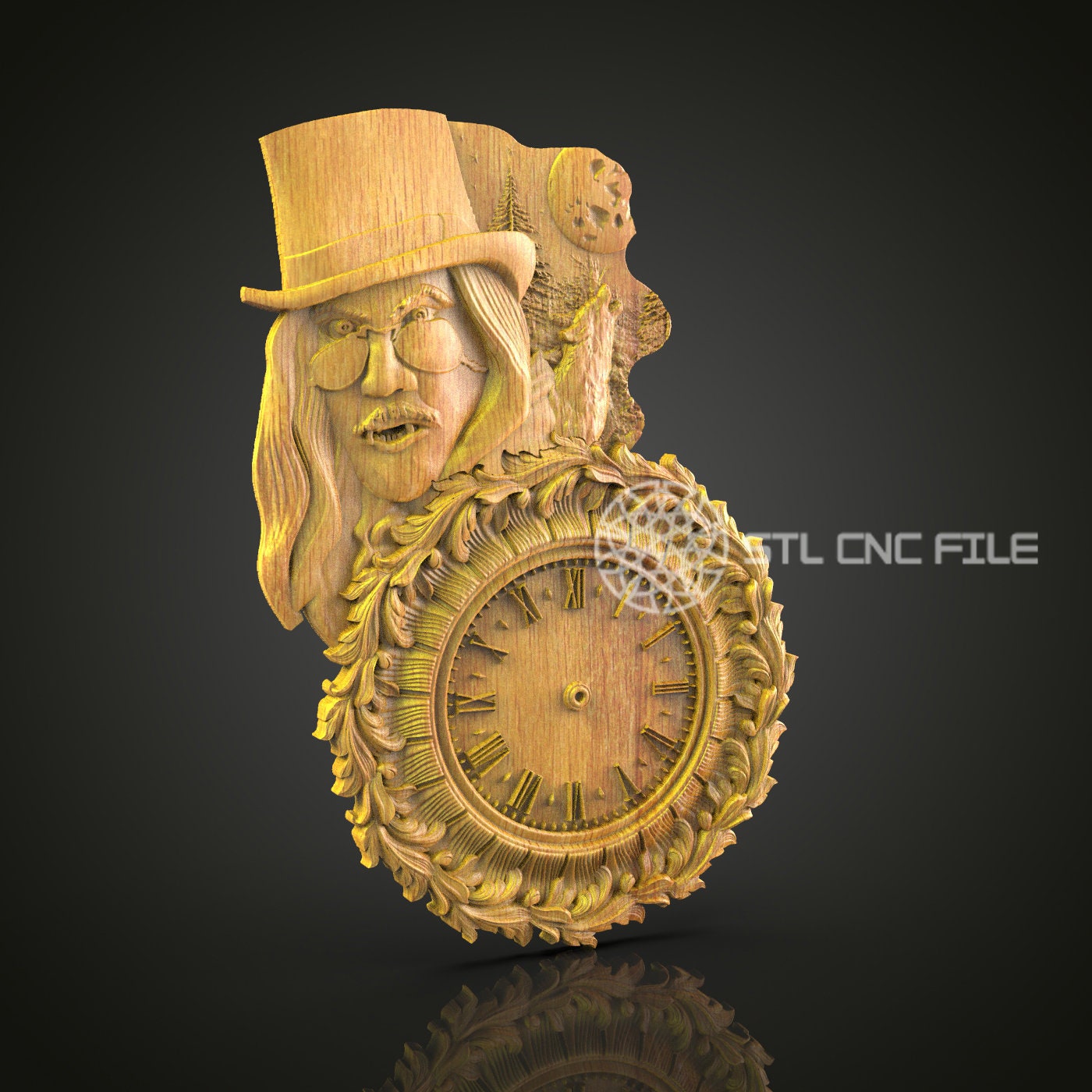 Mystical Woodsman 3D STL Clock Model - Enchanted Forest Theme, CNC ...