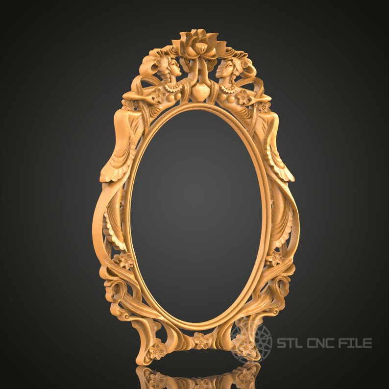 Art Nouveau Inspired Oval Frame STL Model – Ideal for CNC and 3D ...