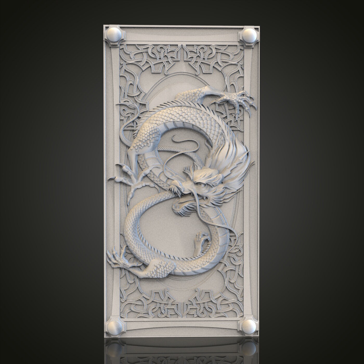 Intricate Dragon Panel STL Model for CNC Router Engraver, Artcam ...