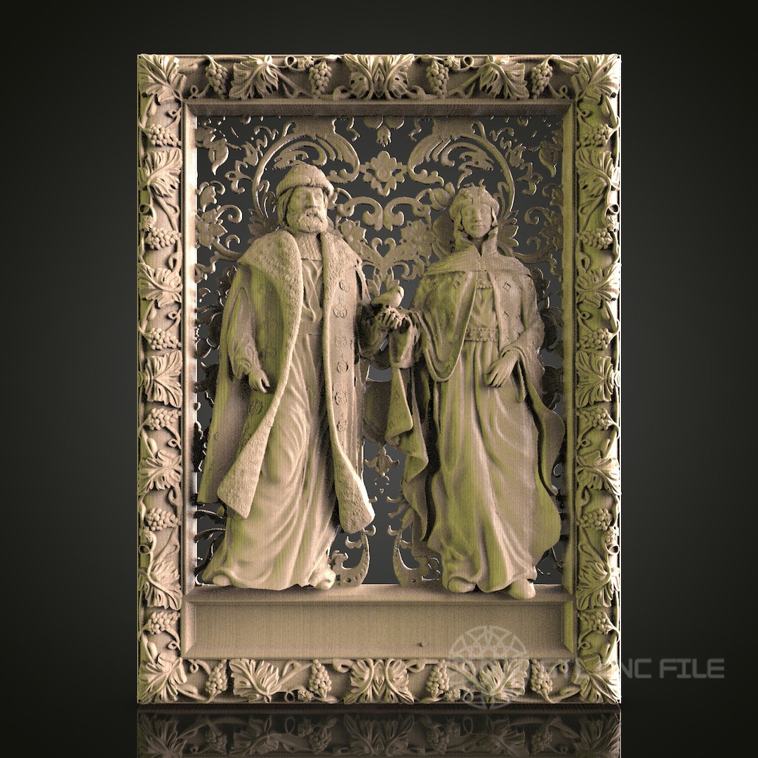 Medieval Couple Relief STL Model for CNC Router, Aspire, Artcam, 3D ...