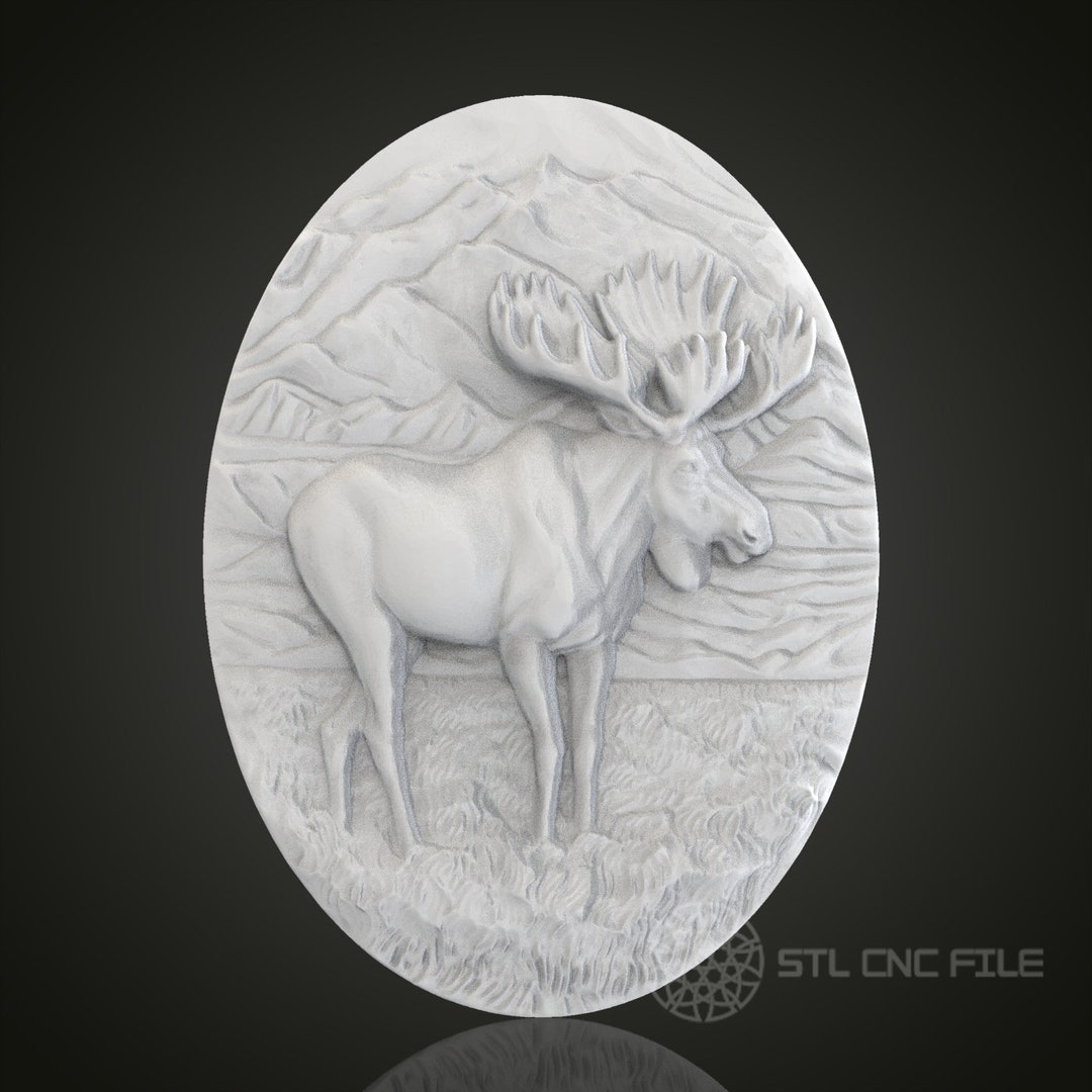 Moose 3D Relief Art - Oval STL Model for CNC Router/3d Printer (digital ...